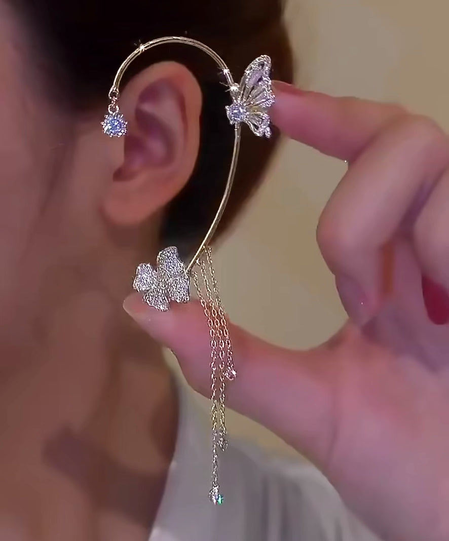 Earcuff Butterfly stealing the Nectar of a Golden Flower – Melek gems